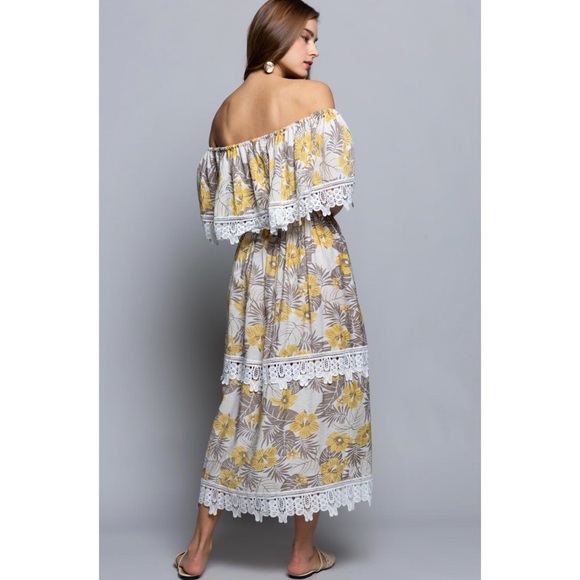 POL | Dresses | Pol Hawaiian Flowers On Off Shoulder Maxi Dress | Poshmark